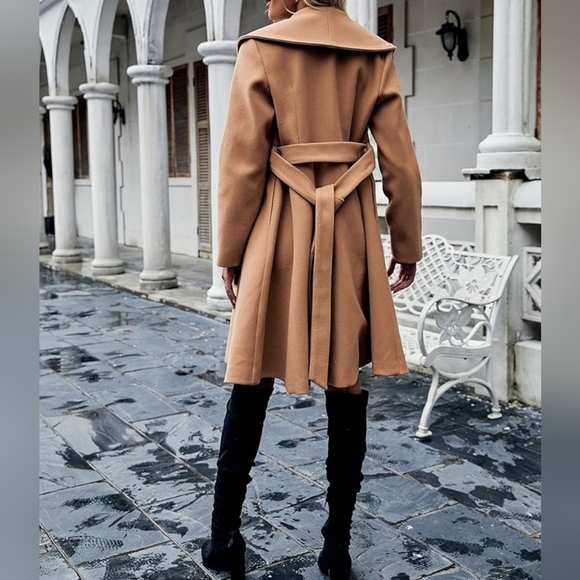 Jackets & Coats | New Chic Flared Hem Button Shawl Collar Tie Trench ...